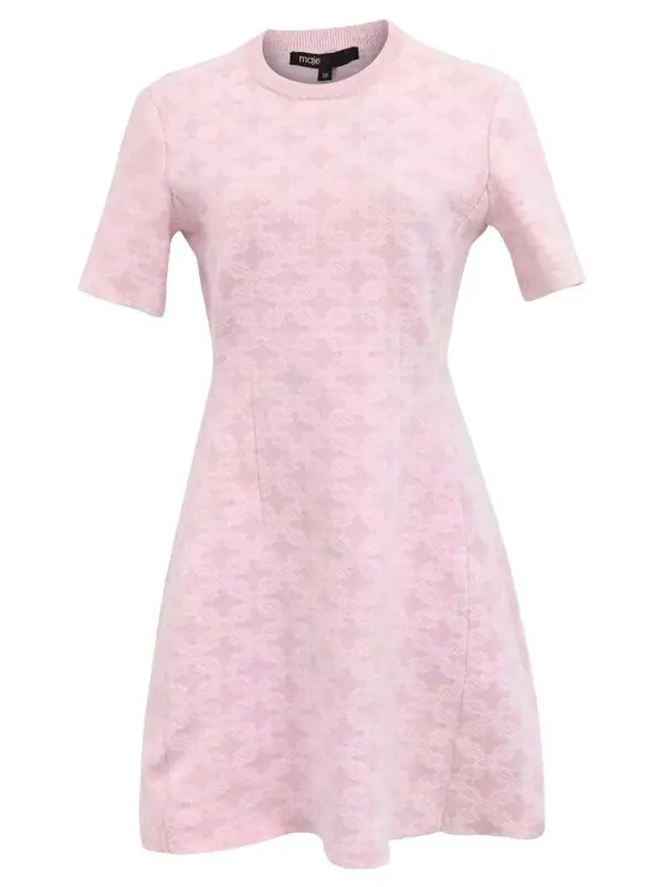 Maje Patterned Jacquard Mini Dress - Pink