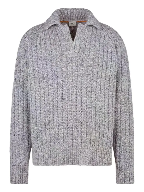 TOD'S Ribbed Polo-neck Sweater - Grey