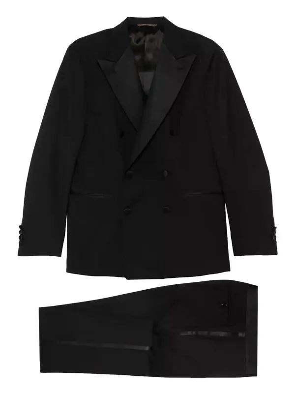 Canali Satin-trim Suit - Black