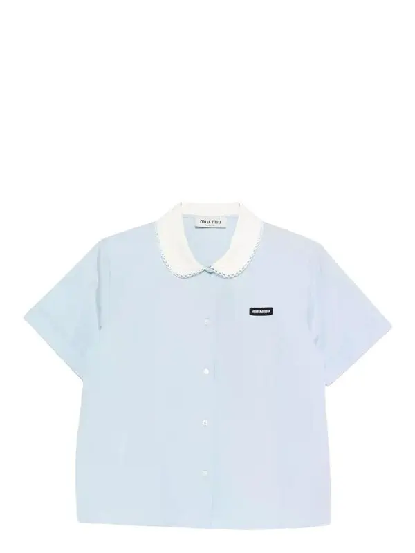 Miu Miu Scalloped-collar Short-sleeve Shirt - Blue