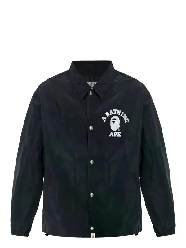 A BATHING APE Logo-detail Long-sleeve Overshirt - Black