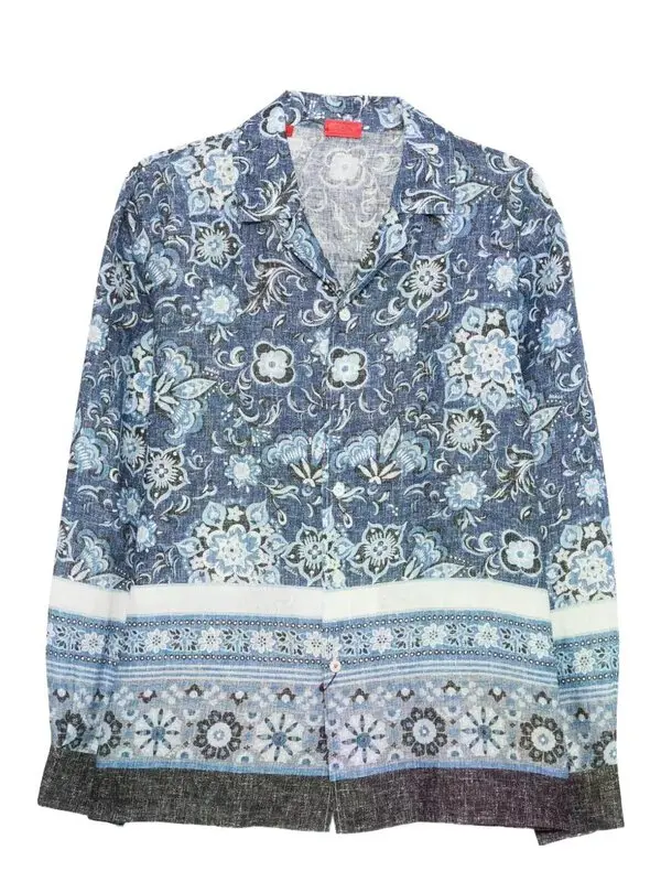 Isaia Floral-pattern Shirt - Blue