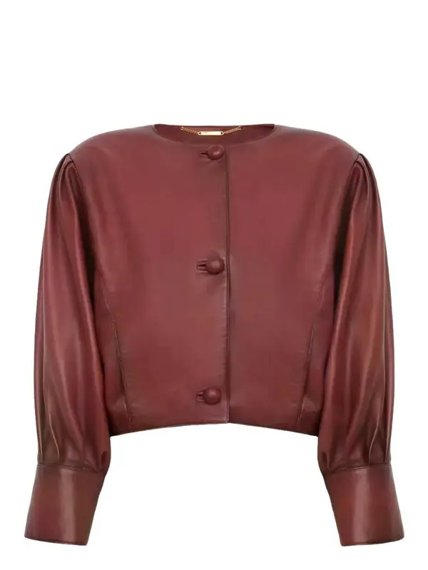 Chloé Puff-sleeve Leather Jacket - Brown