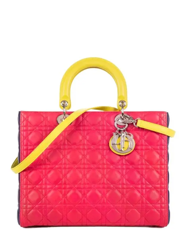 Dior Large Lady Quilted Tote - Pink
