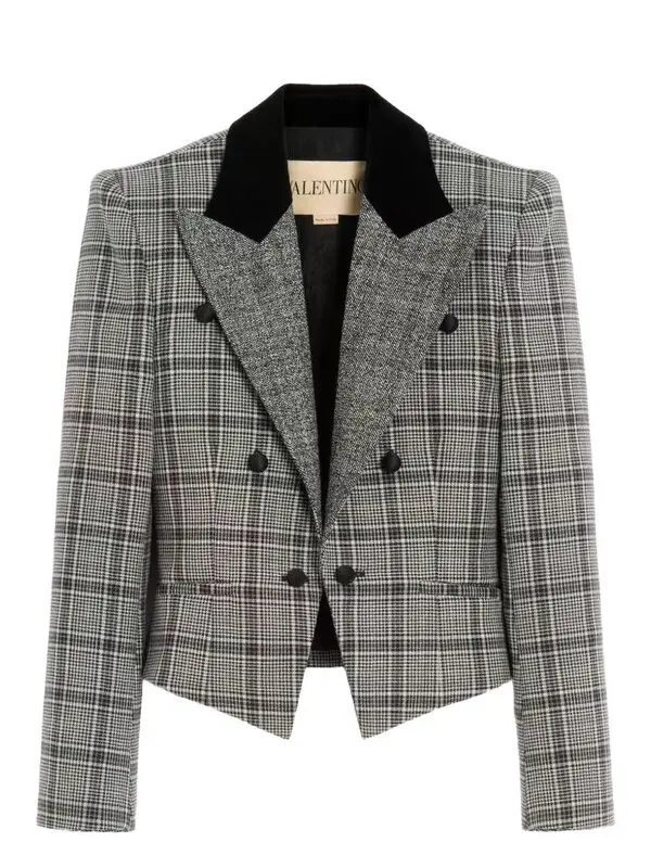 Valentino Garavani Double-breasted Check Jacket - Grey