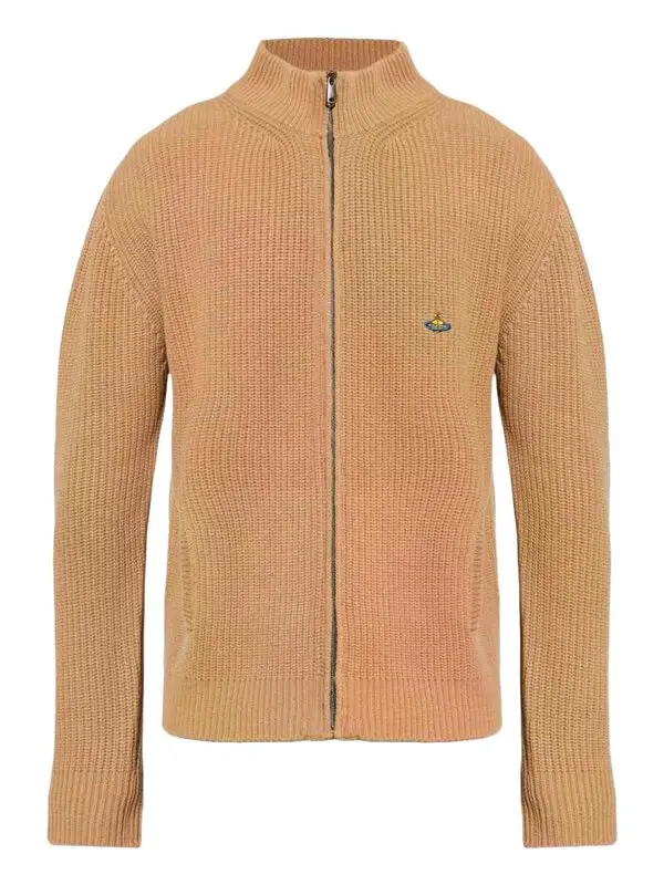 VIVIENNE WESTWOOD Fisherman Zip Embroidered Sweater - Neutrals