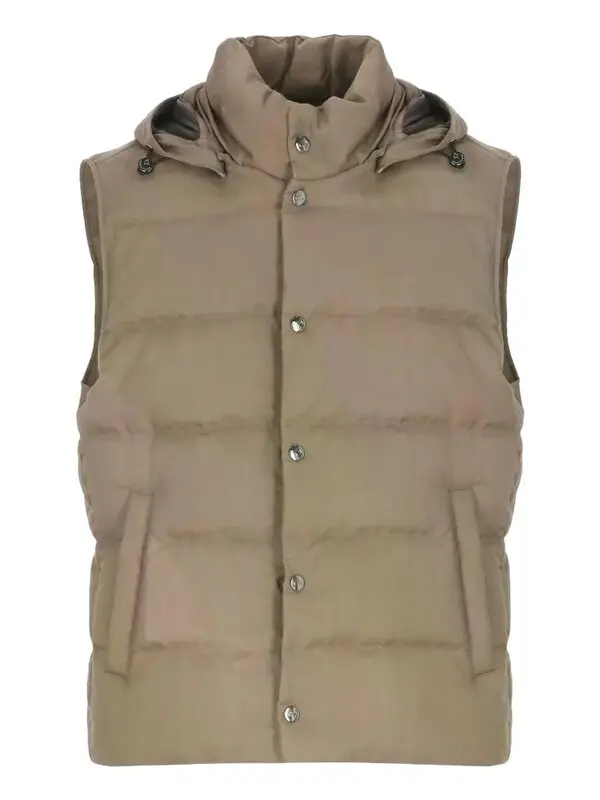 MONTECORE Quilted Wool Vest With Hood - Neutrals