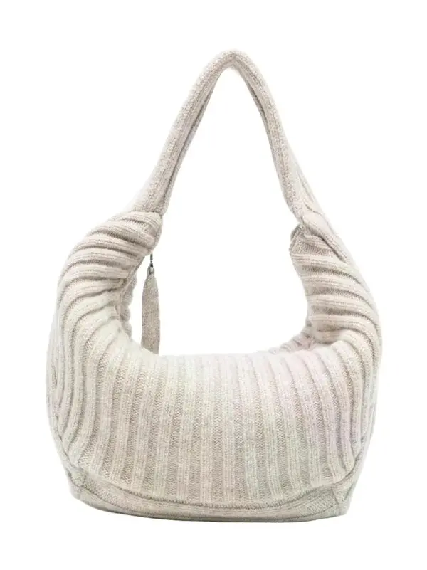 AYA MUSE Ribbed Zip Tote Bag - Neutrals