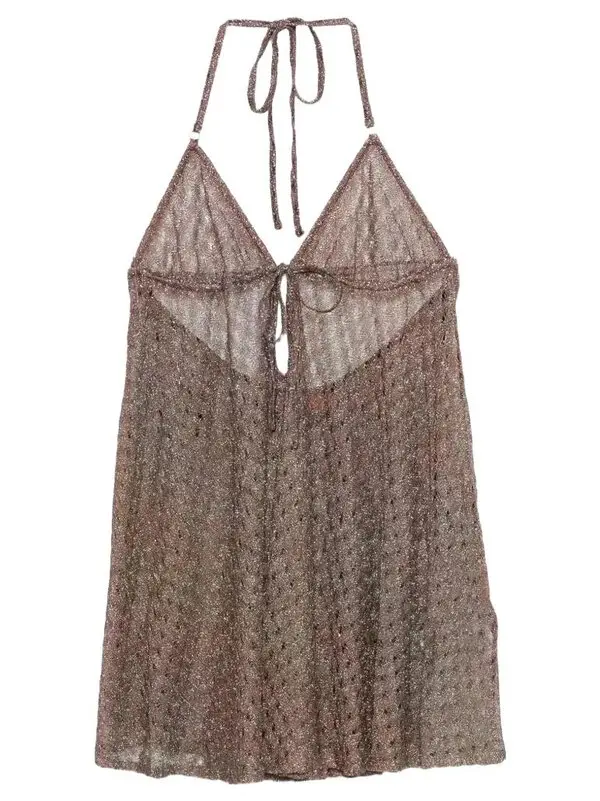 Missoni Halterneck Knitted Mini Dress - Brown