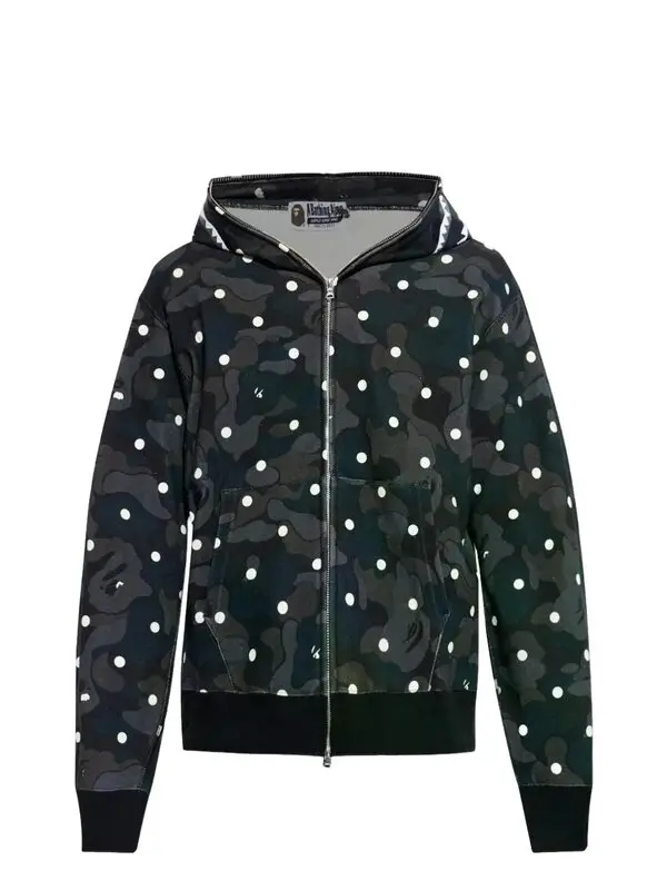 A BATHING APE Polka-dot Camouflage Zip-up Hoodie - Black