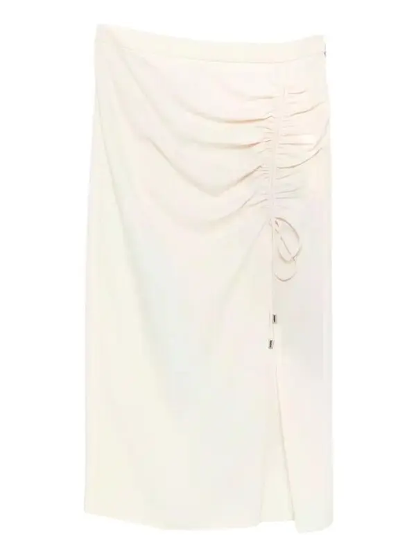 Patrizia Pepe Midi Skirt With Drawstring Detail - Neutrals