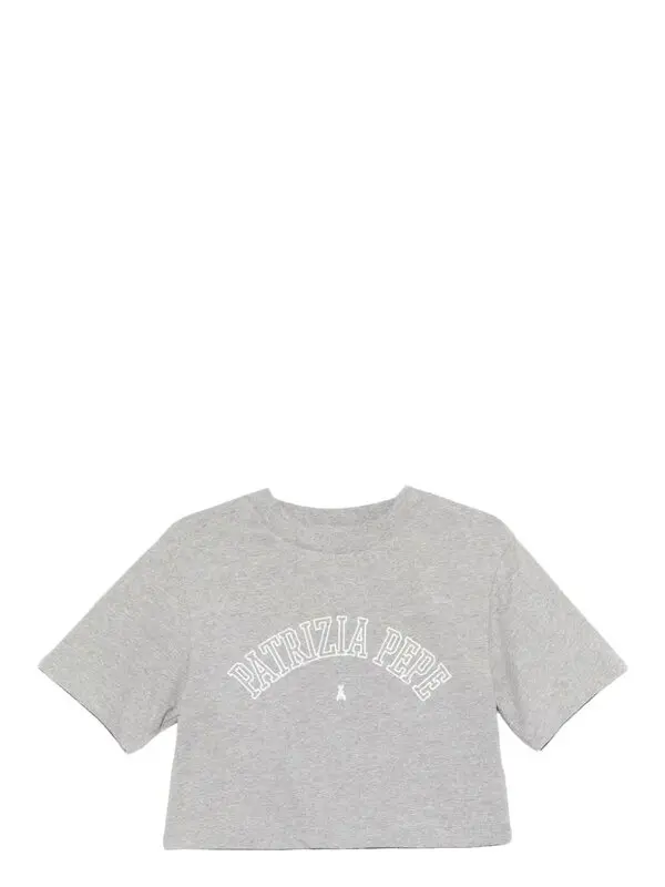Patrizia Pepe Logo Cropped T-shirt - Grey