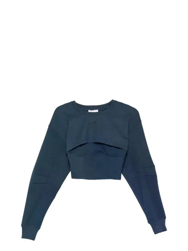Patrizia Pepe Double Layer Cropped Bustier Sweatshirt - Blue