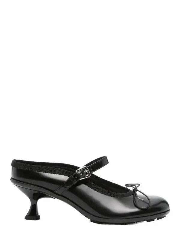 Simone Rocha Polished Leather Bow Mules - Black