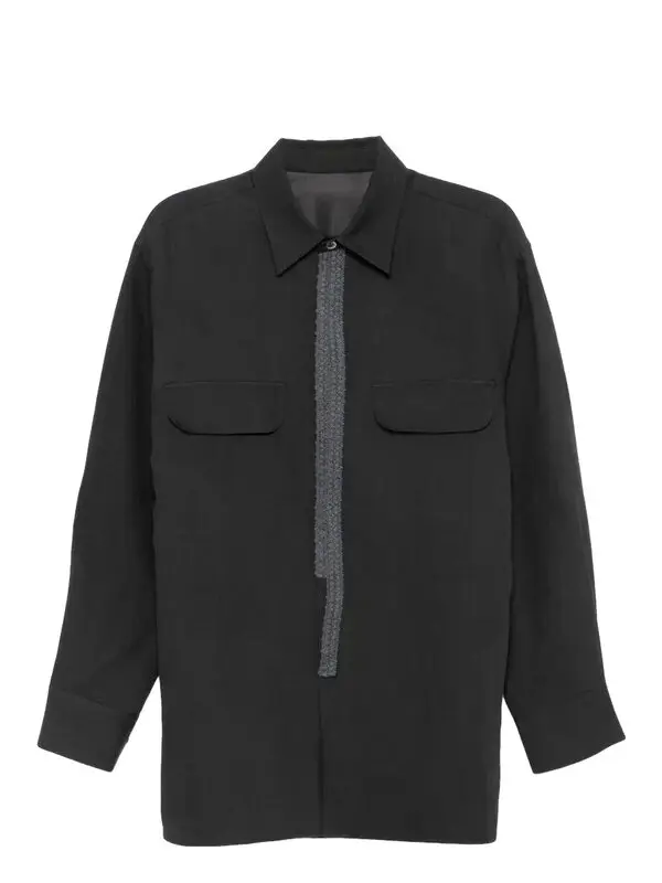CROQUIS Knitted-applique Shirt - Black