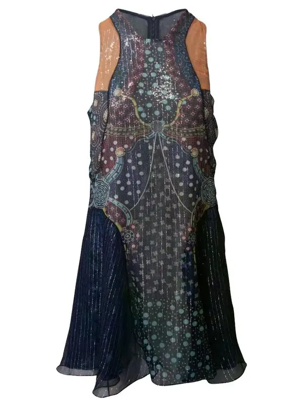 MARY KATRANTZOU Printed Sleeveless Dress - Blue