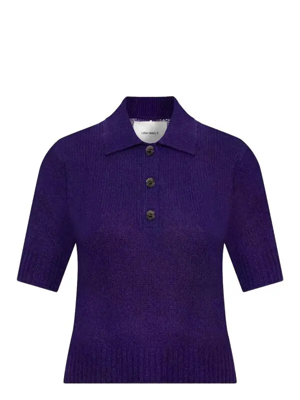 LISA YANG Buttoned Knitted Polo Shirt - Purple