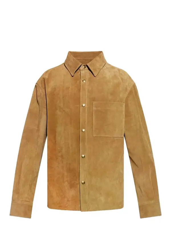 Alexander McQueen Button Leather Shirt - Brown