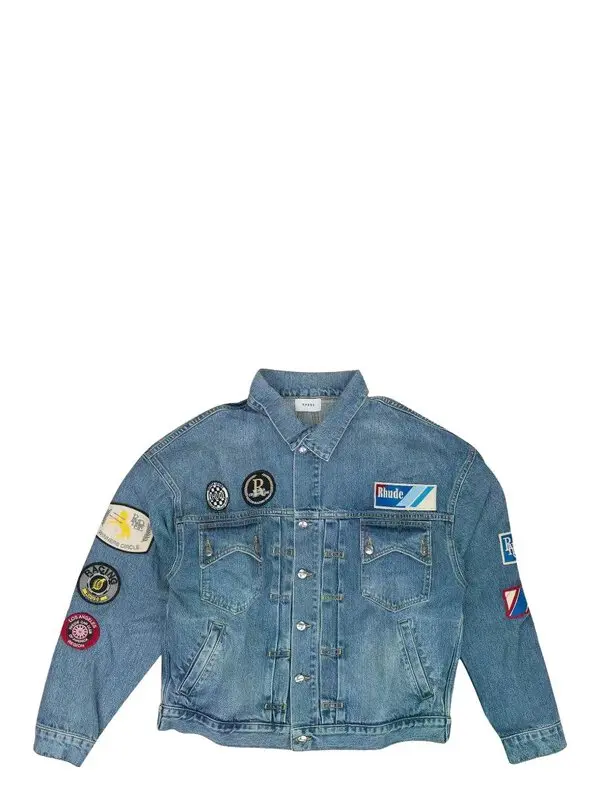 Rhude Multiple-patches Denim Jacket - Blue