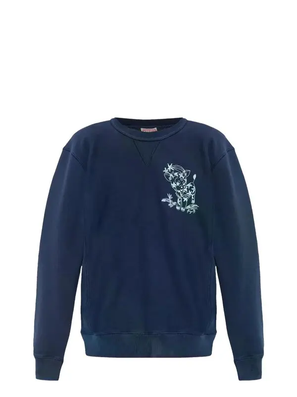 Kenzo Crew-neck Sweatshirt With Embroidery - Blue