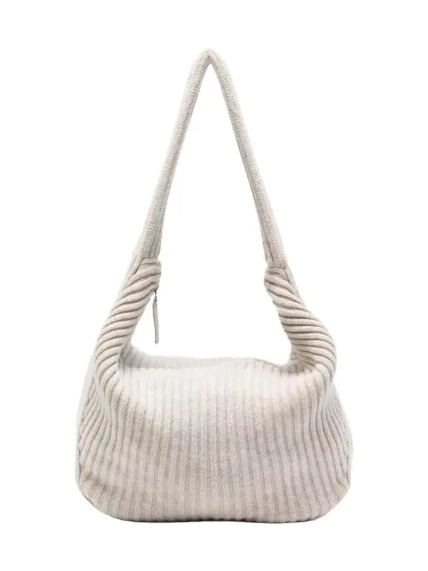 AYA MUSE Ribbed Zip Shoulder Bag - Neutrals