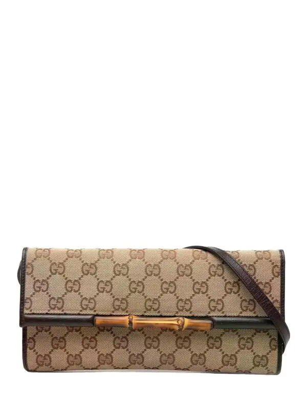 Gucci Gg Canvas Bamboo Bar Crossbody Bag - Brown