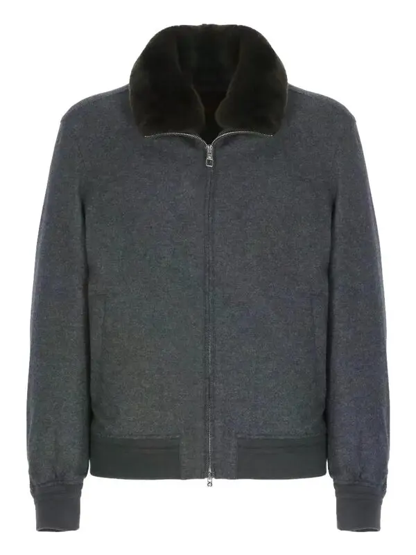 MONTECORE Faux-fur Collar Zip Jacket - Grey