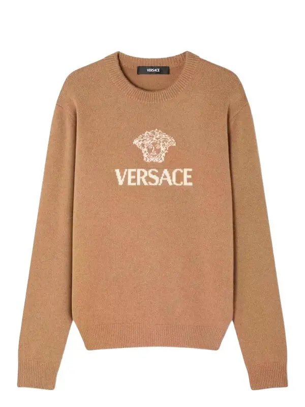Versace Medusa Logo Cashmere Sweater - Neutrals