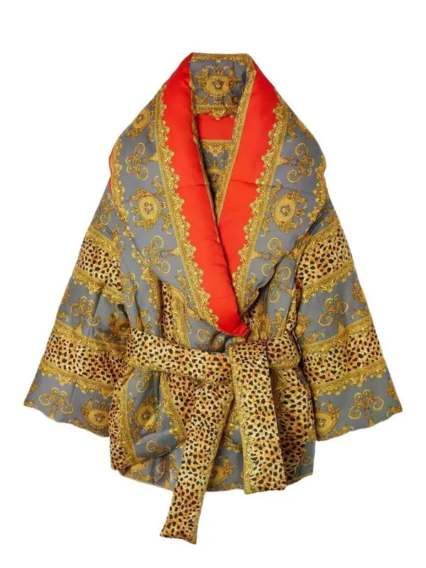 Versace Baroque-print Puffer Jacket - Grey