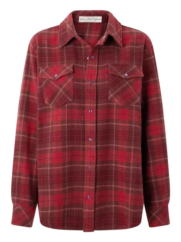 GOD’S TRUE CASHMERE Checked Cashmere Shirt - Red