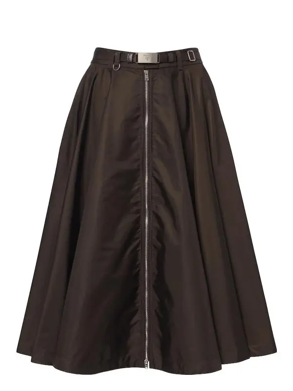 Prada Re-nylon Belted Midi Skirt - Brown