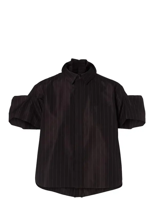 Sacai Pinstripe Cotton-blend Top - Brown