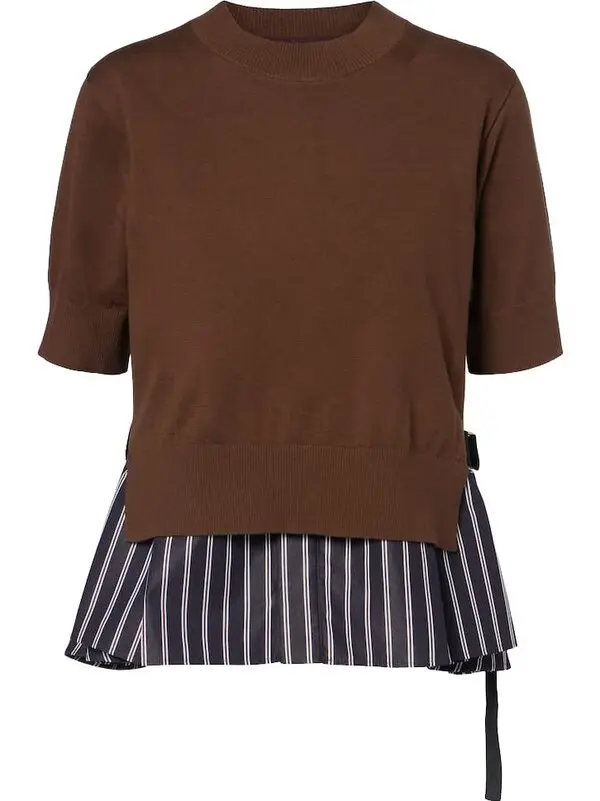 Sacai Paneled Top - Brown