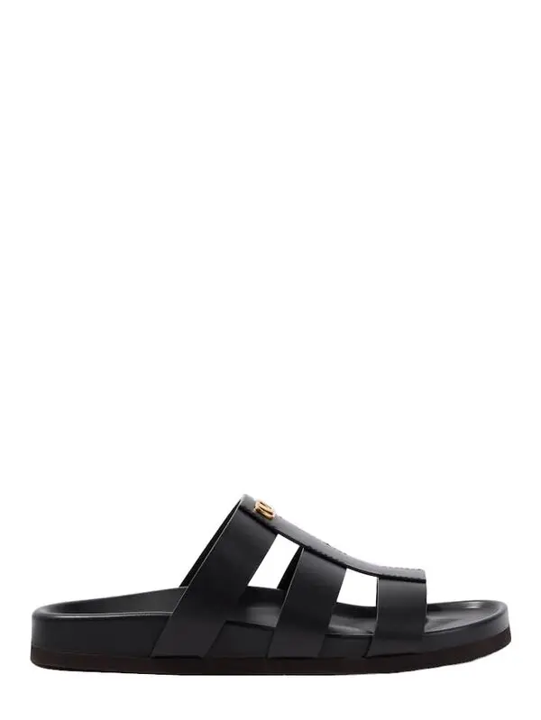 Valentino Garavani Studshield Vlogo Leather Sandals - Black