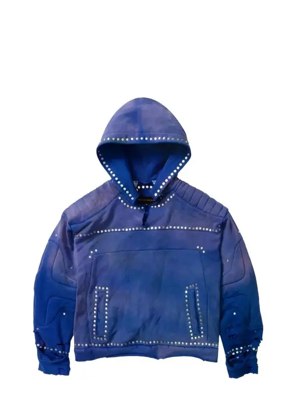 WHO DECIDES WAR Hardware Amour Stud-embellished Hoodie - Blue