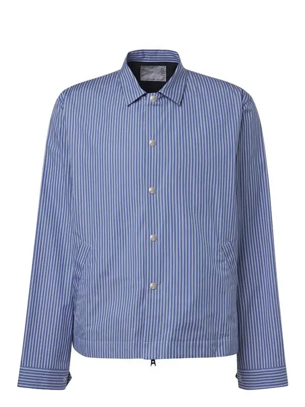 Sacai Striped Cotton Poplin Blouson Jacket - Blue