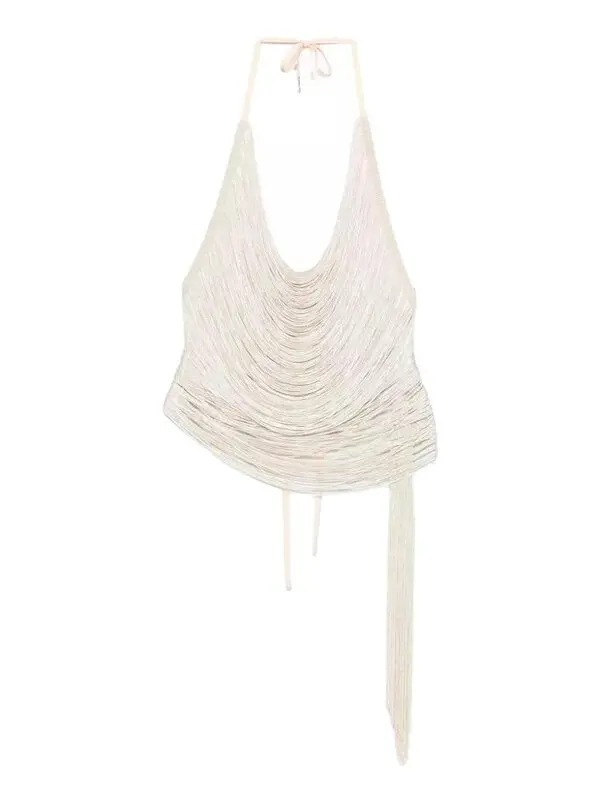 Patrizia Pepe Fringed Top - Neutrals
