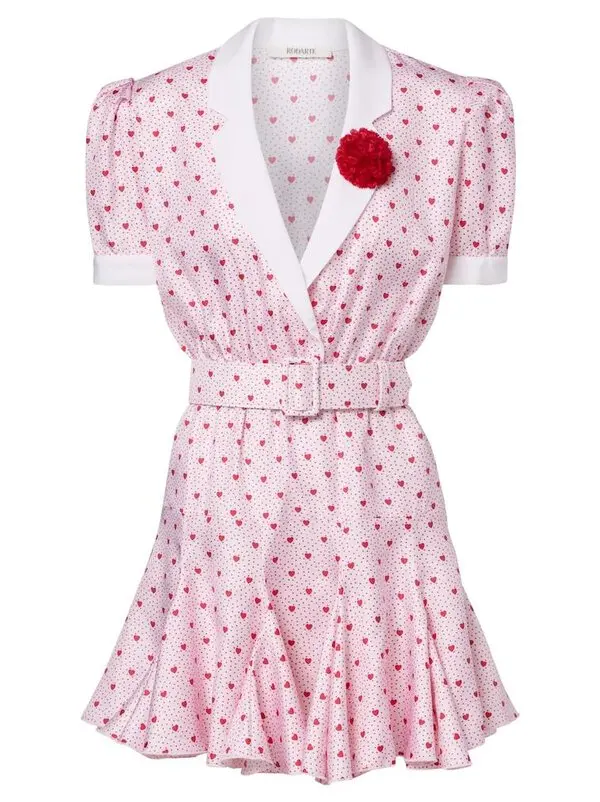 RODARTE Printed Silk Twill Minidress - Pink