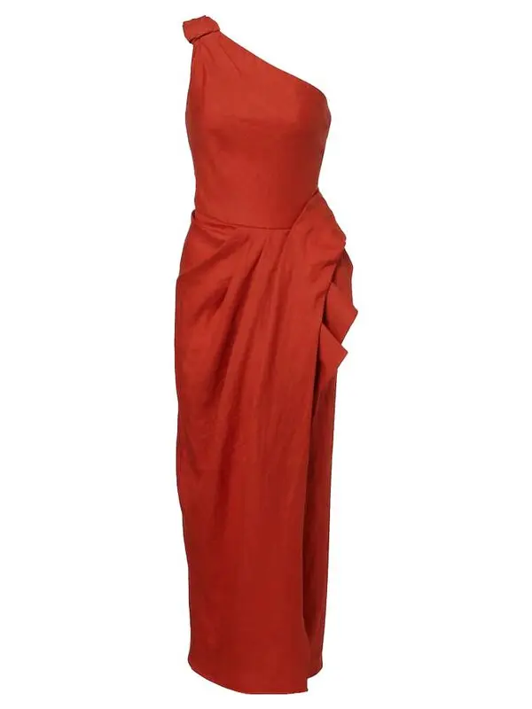 Johanna Ortiz One-shoulder Linen Gown - Red
