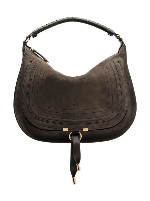 Chloé Marcie Leather-trimmed Suede Shoulder Bag - Brown