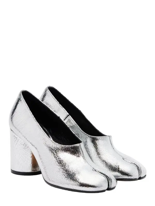 MAISON MARGIELA Tabi 80 Metallic Leather Pumps - Silver