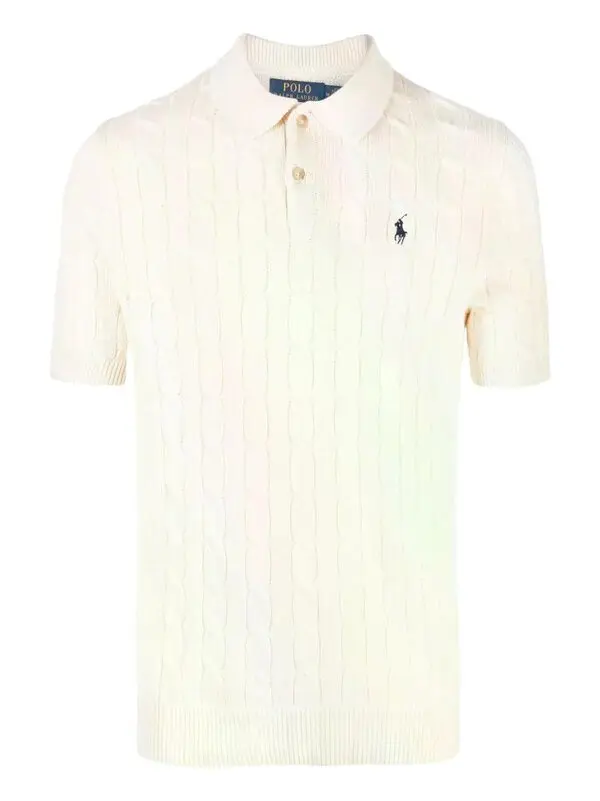Polo Ralph Lauren Polo Pony Cable-knit Polo Shirt - Neutrals