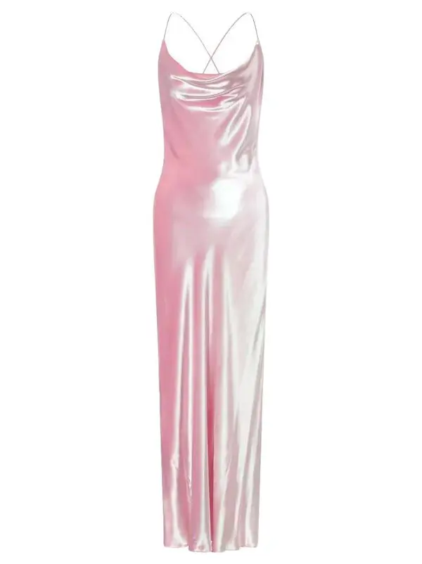 Alberta Ferretti Cowl-neck Cross-strap Dress - Pink