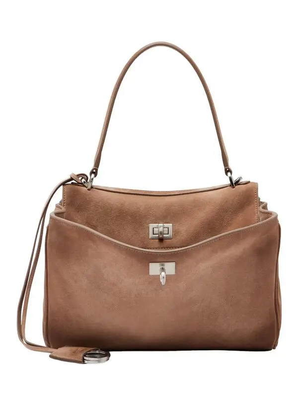 Balenciaga Rodeo Medium Suede Tote Bag - Brown