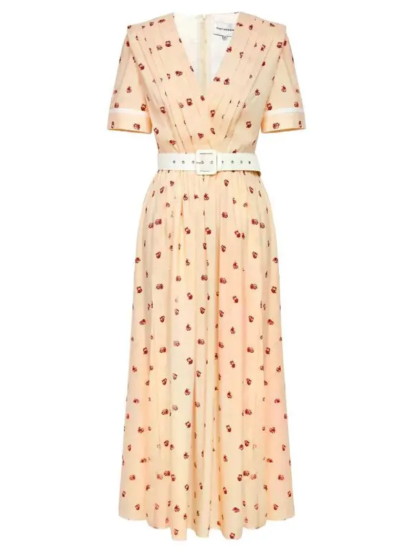 POST MERIDIEM Floral Print Side-split Dress - Neutrals