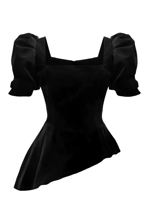 POST MERIDIEM Square-neck Cotton Top - Black