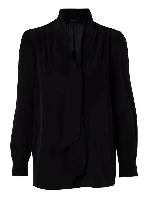 NILI LOTAN Colt Tie-neck Silk Blouse - Black