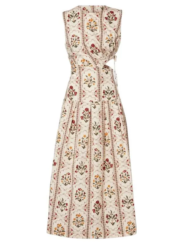 Agua Bendita Floral Cotton Midi Dress - White