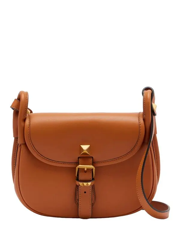 Valentino Garavani Flaneuse Rockstud Medium Leather Crossbody Bag - Brown