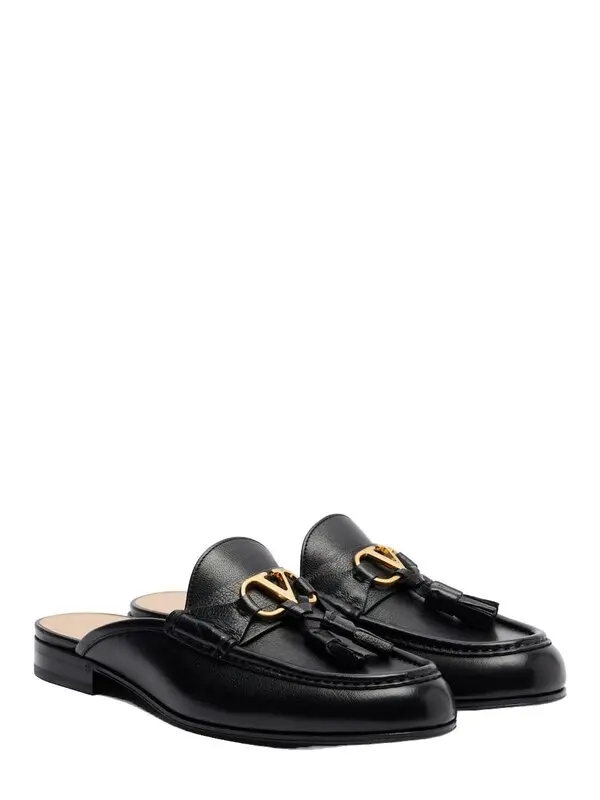 Valentino Garavani Vlogo Leather Mules - Black